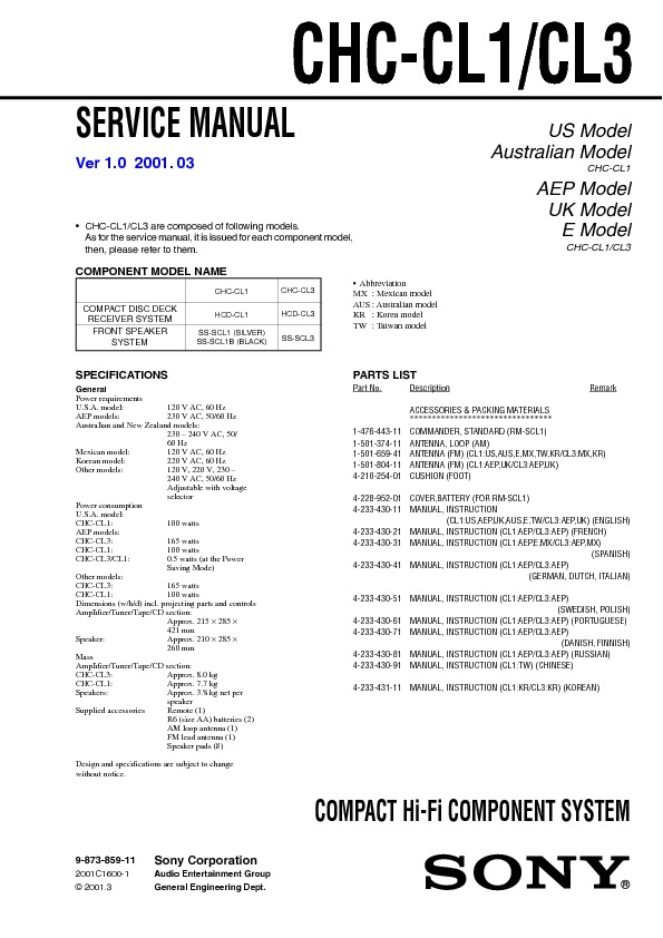 Download CHC-CL1_CL3.pdf Service diagram. Free manual and datasheet ...